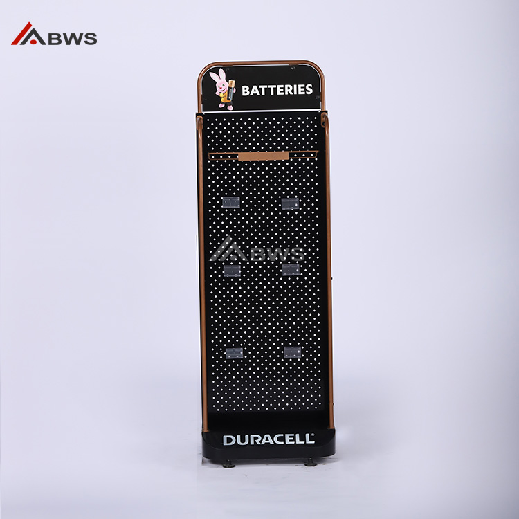 Energetic Battery Display Stand with Pegboard Back Panel